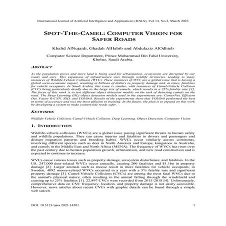 SPOT-THE-CAMEL: COMPUTER VISION FOR SAFER ROADS | PDF
