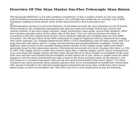 Overview Of The Stun Master Sm-Flex Telescopic Stun Baton | PDF ...