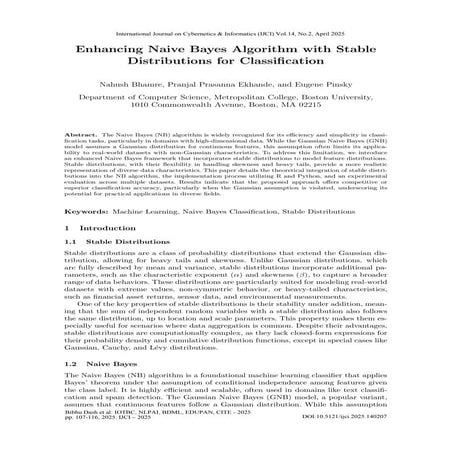 Enhancing Naive Bayes Algorithm with Stable Distributions for Classification | PDF