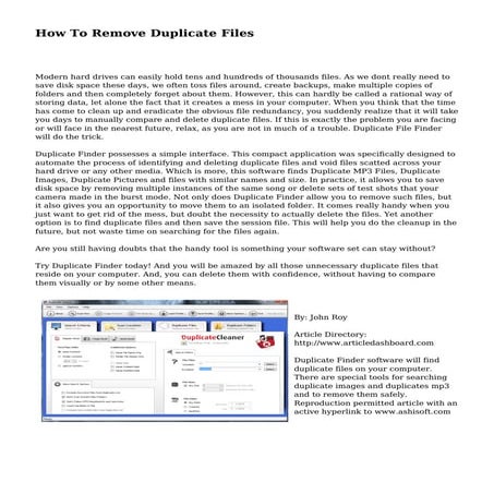 How To Remove Duplicate Files | PDF
