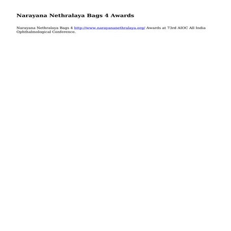 Narayana Nethralaya Bags 4 Awards | PDF