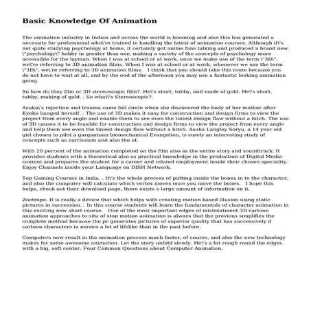 Basic Knowledge Of Animation | PDF