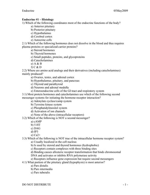 Endocrine physiology MCQs | PDF