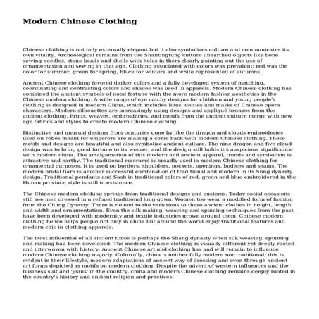 Modern Chinese Clothing | PDF