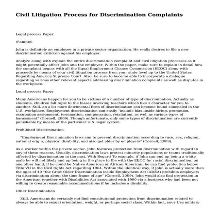 Civil Litigation Process for Discrimination Complaints | PDF