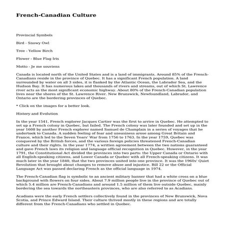 French-Canadian Culture | PDF