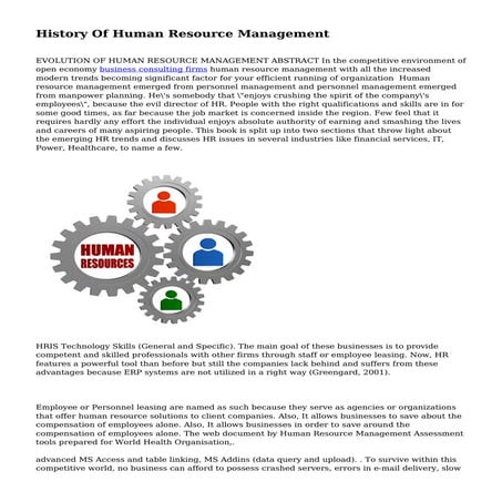 History Of Human Resource Management | PDF