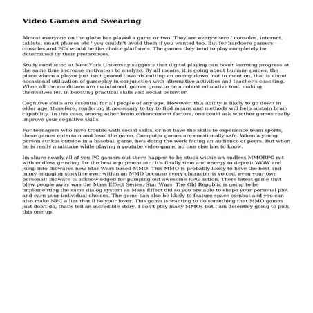 Video Games and Swearing | PDF