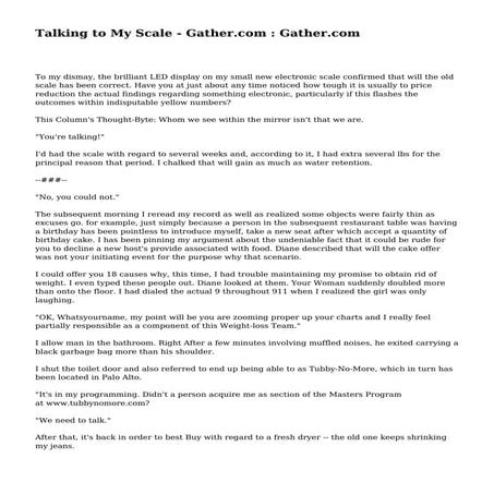 Talking to My Scale - Gather.com : Gather.com