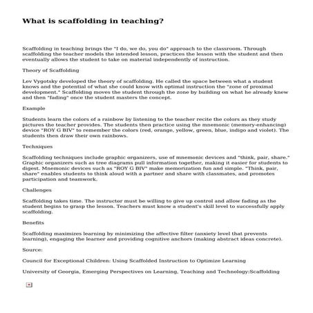 Scaffolding Instruction Using The Workshop Model In Pbl