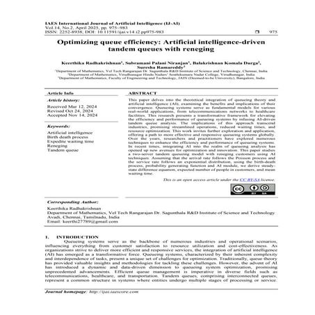 Optimizing queue efficiency: Artificial intelligence-driven tandem queues with reneging | PDF