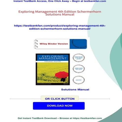 Exploring Management 4th Edition Schermerhorn Solutions Manual | PDF