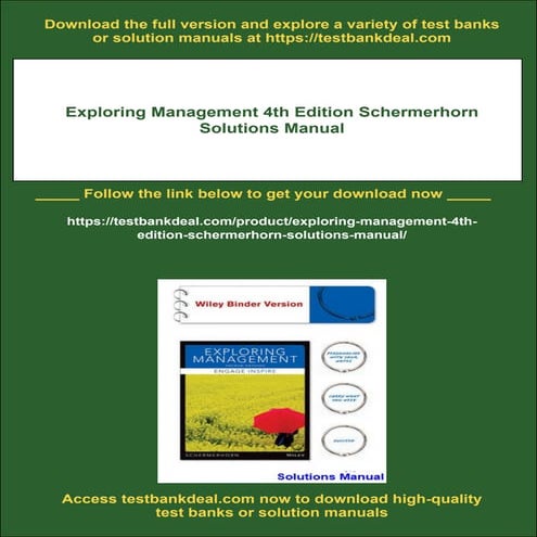 Exploring Management 4th Edition Schermerhorn Solutions Manual | PDF
