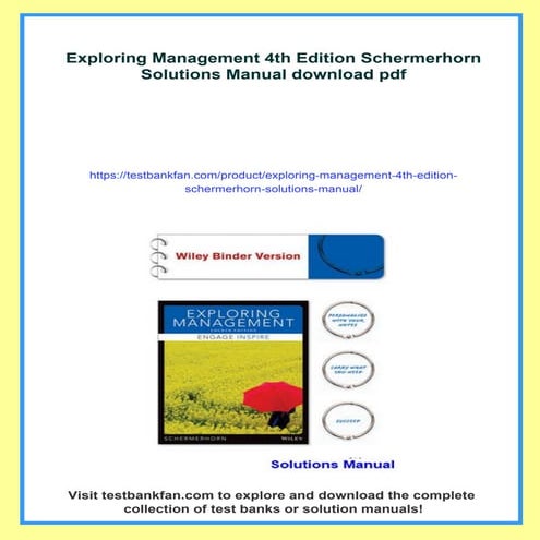 Exploring Management 4th Edition Schermerhorn Solutions Manual | PDF
