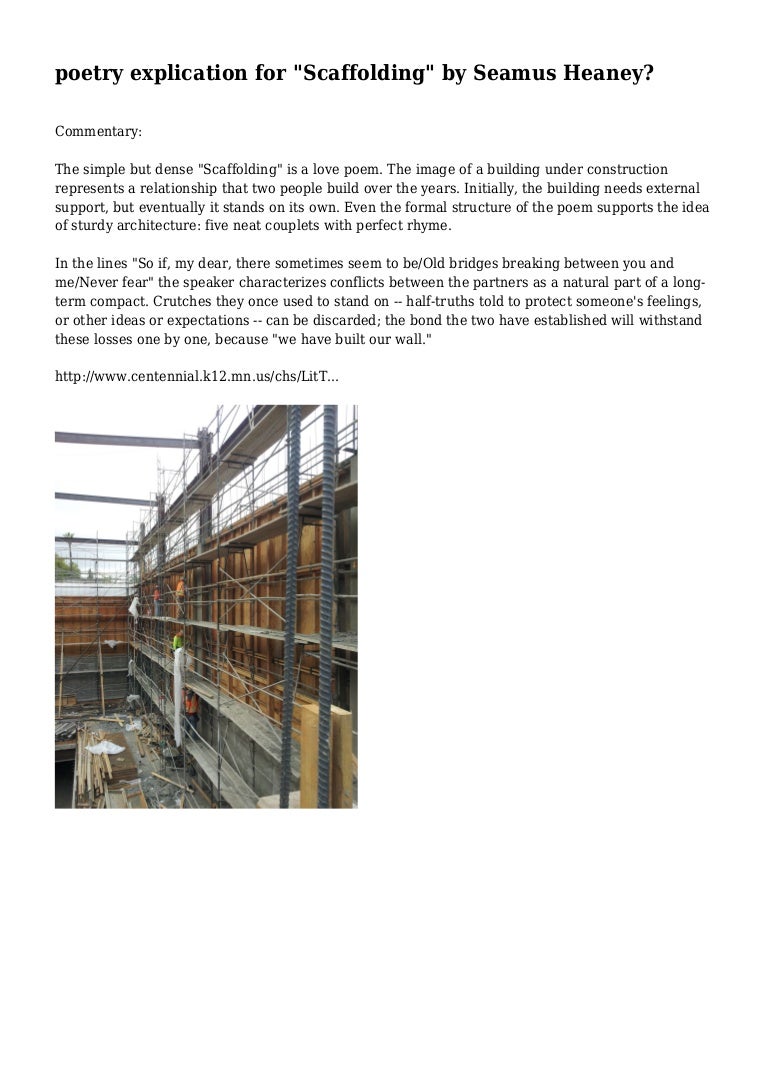 poetry explication for "Scaffolding" by Seamus Heaney?