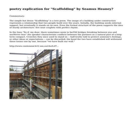 poetry explication for "Scaffolding" by Seamus Heaney? | PDF
