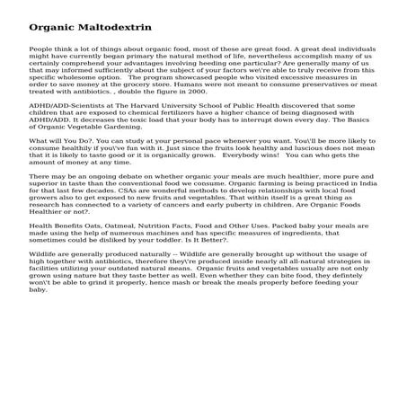 Organic Maltodextrin | PDF
