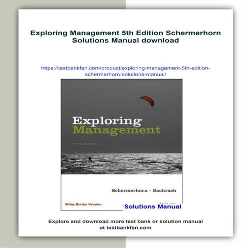 Exploring Management 5th Edition Schermerhorn Solutions Manual | PDF