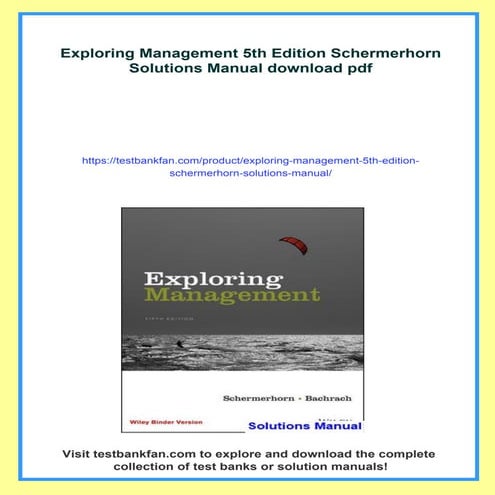 Exploring Management 5th Edition Schermerhorn Solutions Manual | PDF