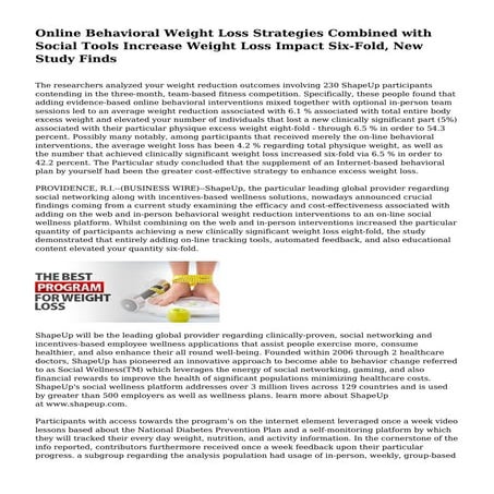 Online Behavioral Weight Loss Strategies Combined with Social Tools ...