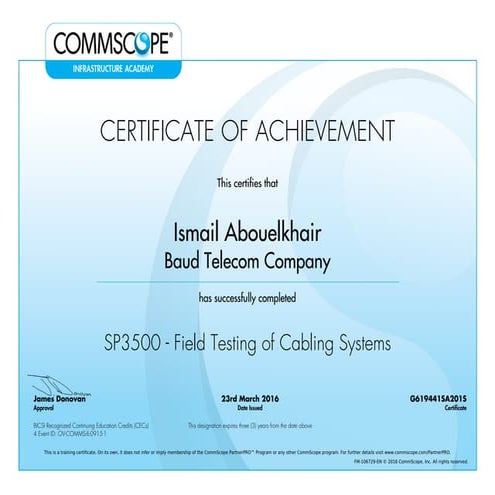 SP3500 - Field Testing of Cabling Systems | PPT