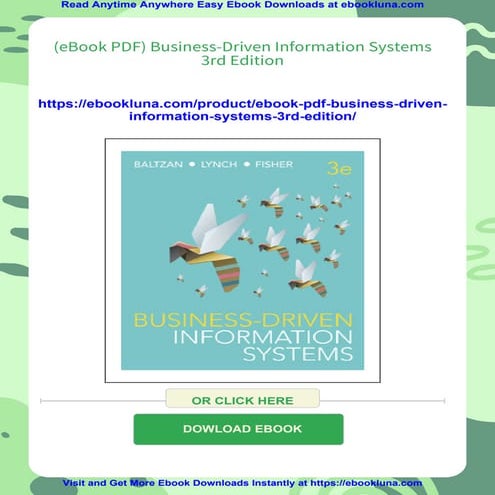 (eBook PDF) Business-Driven Information Systems 3rd Edition | PDF