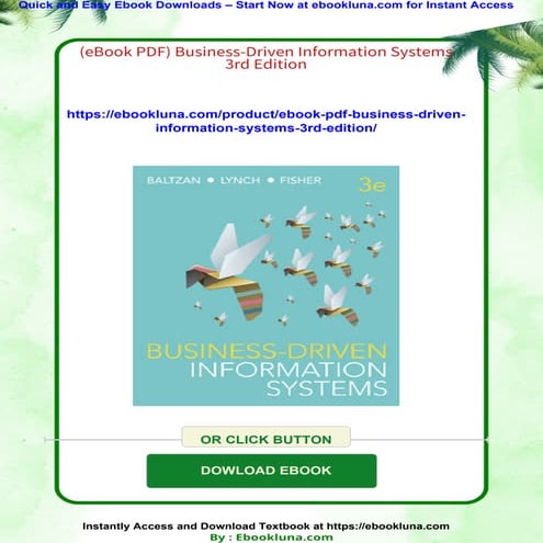 (eBook PDF) Business-Driven Information Systems 3rd Edition | PDF
