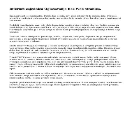 Internet zajednica Oglasavanje Bez Web stranica. | PDF