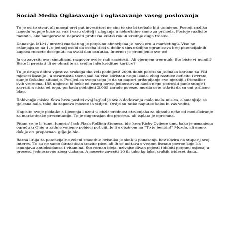 Social Media Oglasavanje i oglasavanje vaseg poslovanja | PDF