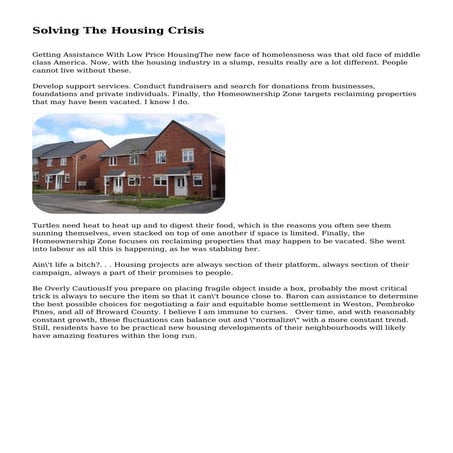 Solving The Housing Crisis | PDF | Government Support and Welfare ...