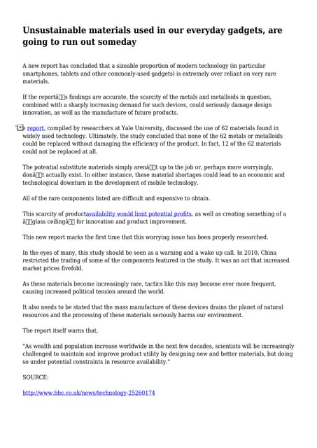 Materials Scarcity by Bob Groeneveld | PDF