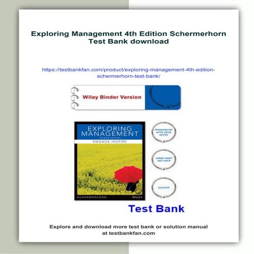 Exploring Management 4th Edition Schermerhorn Test Bank | PDF