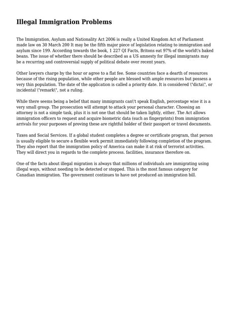 Pros And Cons Of Immigration | PDF | Law