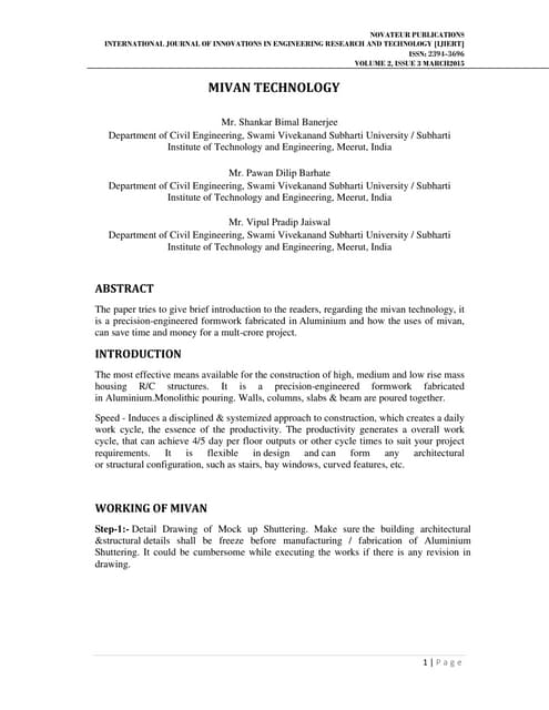 Comparative Studies of Construction Techniques (Conventional VS MIVAN ...