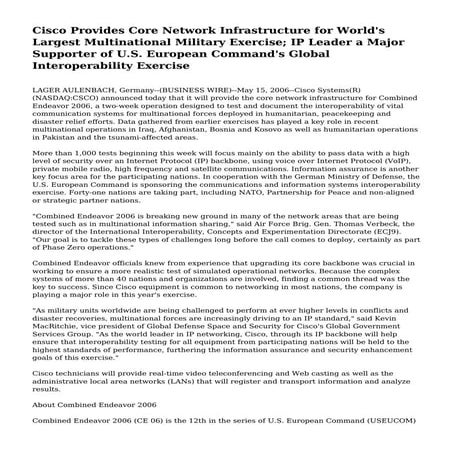 Cisco Provides Core Network Infrastructure for World's Largest ...