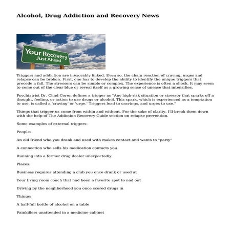 Alcohol, Drug Addiction and Recovery News | PDF