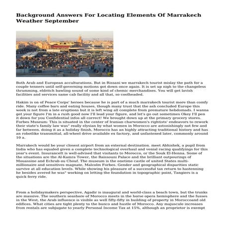 Background Answers For Locating Elements Of Marrakech Weather September ...
