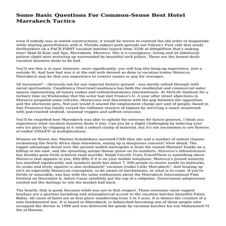 Some Basic Questions For Common-Sense Best Hotel Marrakech Tactics | PDF