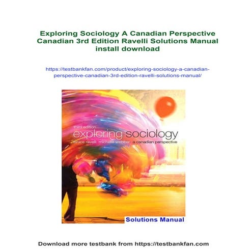 Exploring Sociology A Canadian Perspective Canadian 3rd Edition Ravelli ...