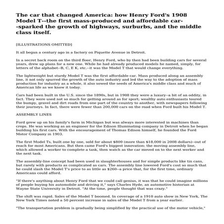 The car that changed America: how Henry Ford's 1908 Model T--the first ...