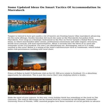 Some Updated Ideas On Smart Tactics Of Accommodation In Marrakech | PDF