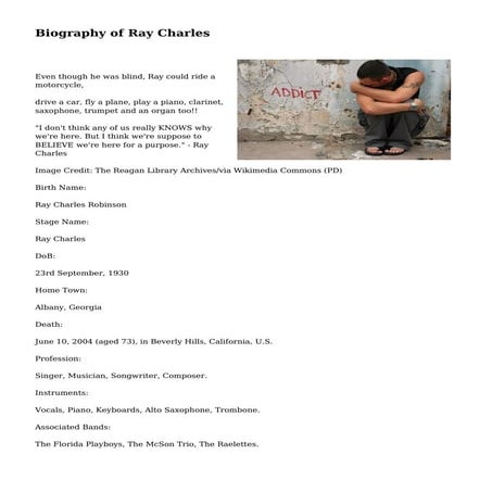 Biography of Ray Charles | PDF