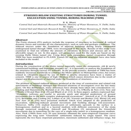 STRESSES BELOW EXISTING STRUCTURES DURING TUNNEL EXCAVATION USING ...