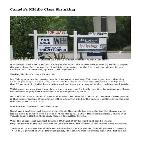 Canada's Middle Class Shrinking | PDF | Economy | Business and Finance