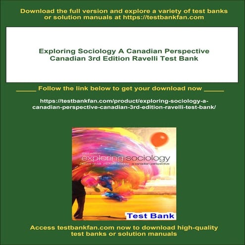 Exploring Sociology A Canadian Perspective Canadian 3rd Edition Ravelli ...