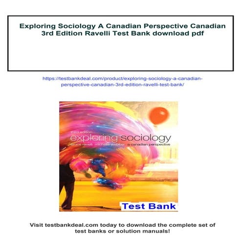 Exploring Sociology A Canadian Perspective Canadian 3rd Edition Ravelli ...