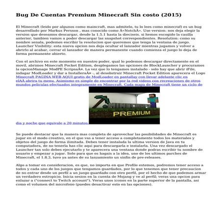 Bug De Cuentas Premium Minecraft Sin costo (2015) | PDF