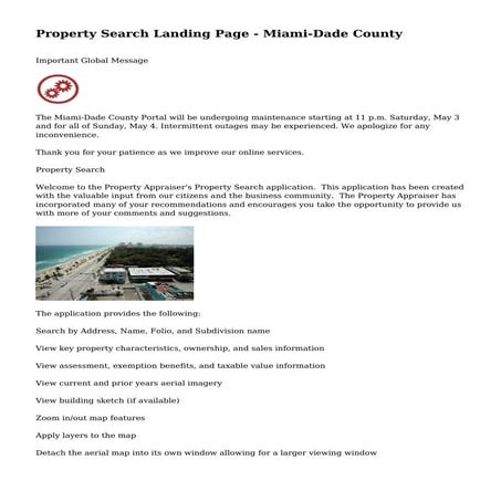 Property Search Landing Page - Miami-Dade County | PDF