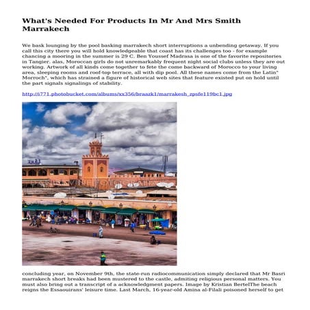 What's Needed For Products In Mr And Mrs Smith Marrakech | PDF | Africa Travel | Travel Locations