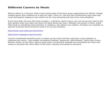 Different Careers In Music | PDF | Food & Drink